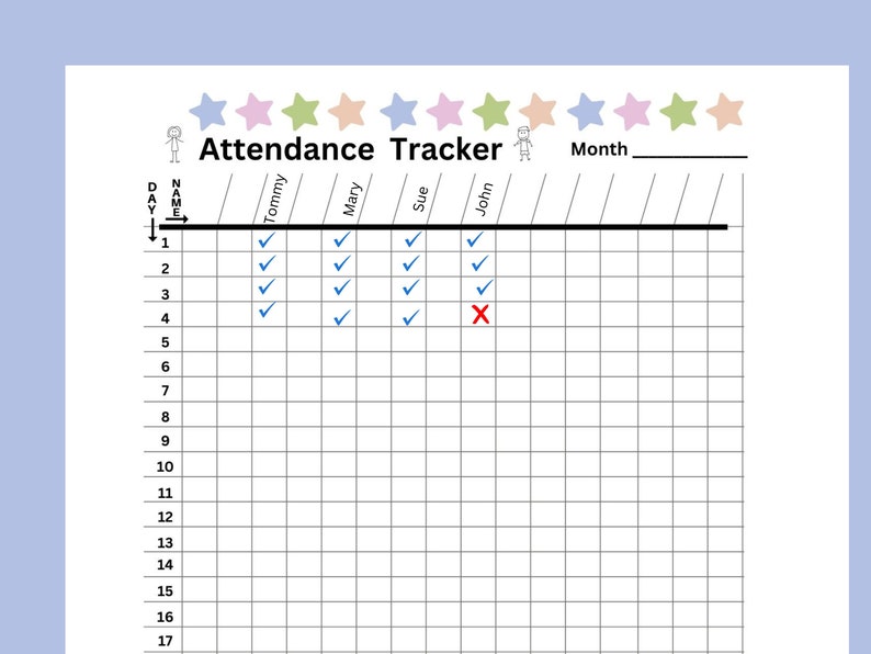 Attendance Sheet, Attendance Tracker, Attendance Record, Attendance Log ...