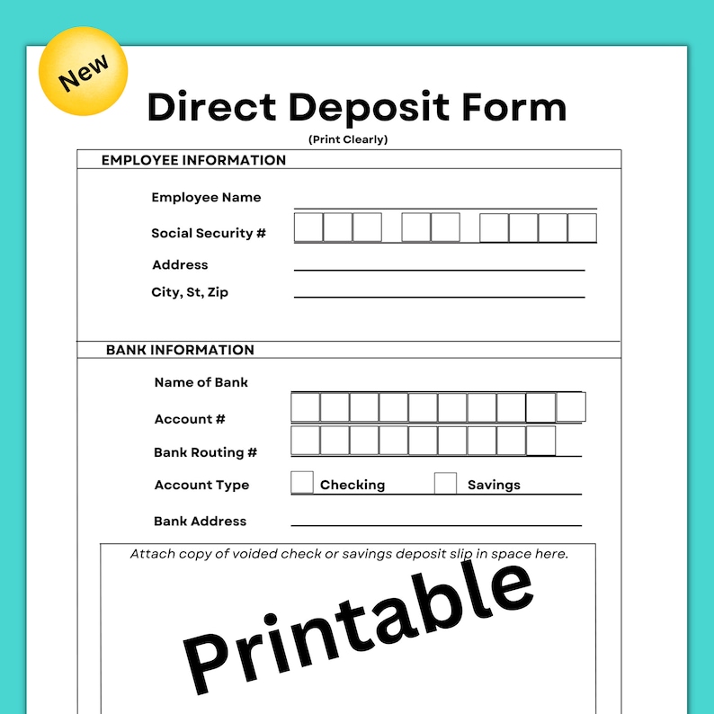Direct Deposit Form, Direct Deposit Authorization Form, Small Business ...