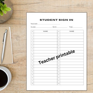 Student Sign in Sheet, Student Sign in Log, Attendance Log, Attendance ...