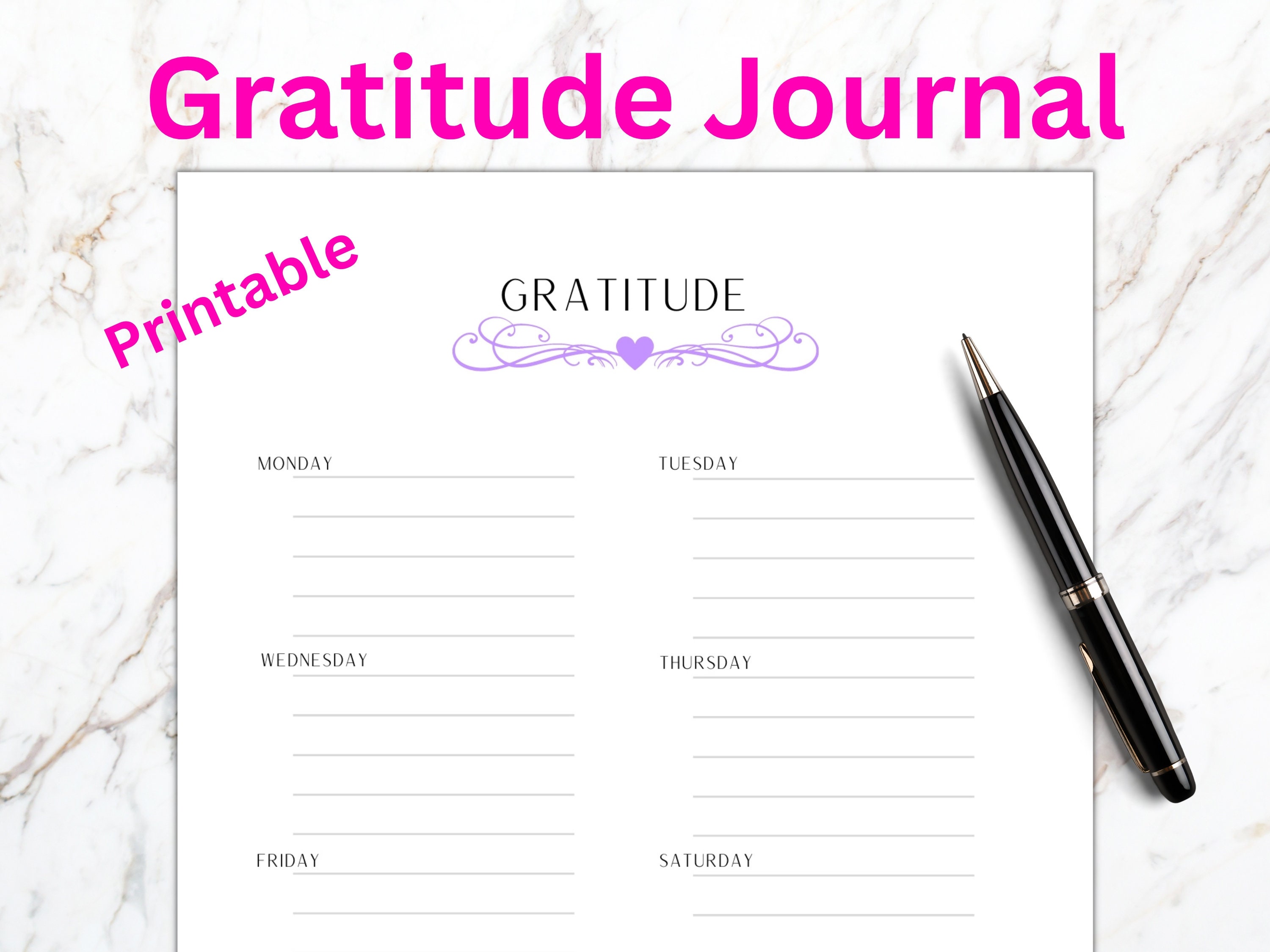 Gratitude Journal Page, Printable Gratitude Journal, B Positive ...
