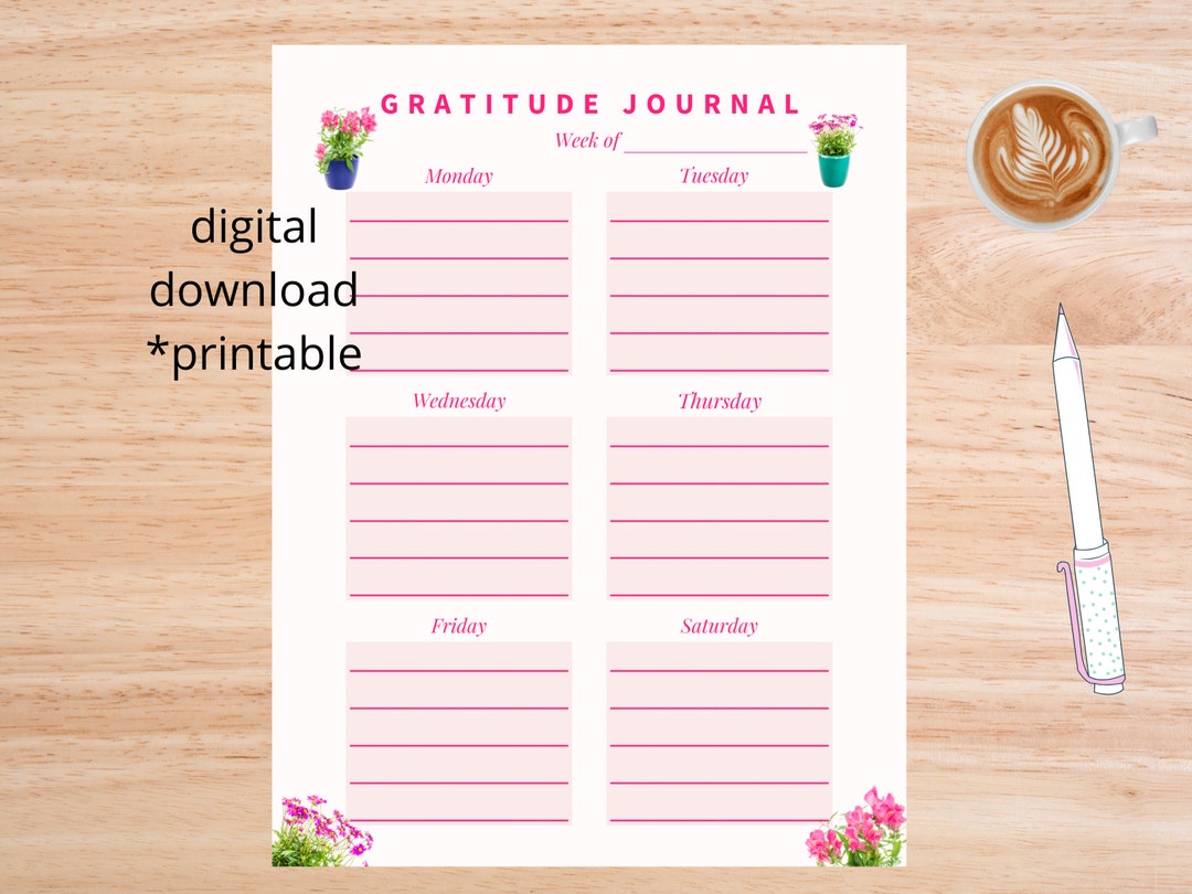 Gratitude Journal Weekly Printable, Gratitude Sheet, Daily Gratitude ...