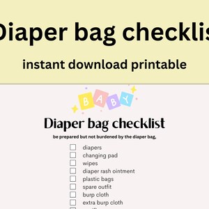 Diaper Bag Checklist for New Mom, Diaper Bag List, Diaper Bag ...