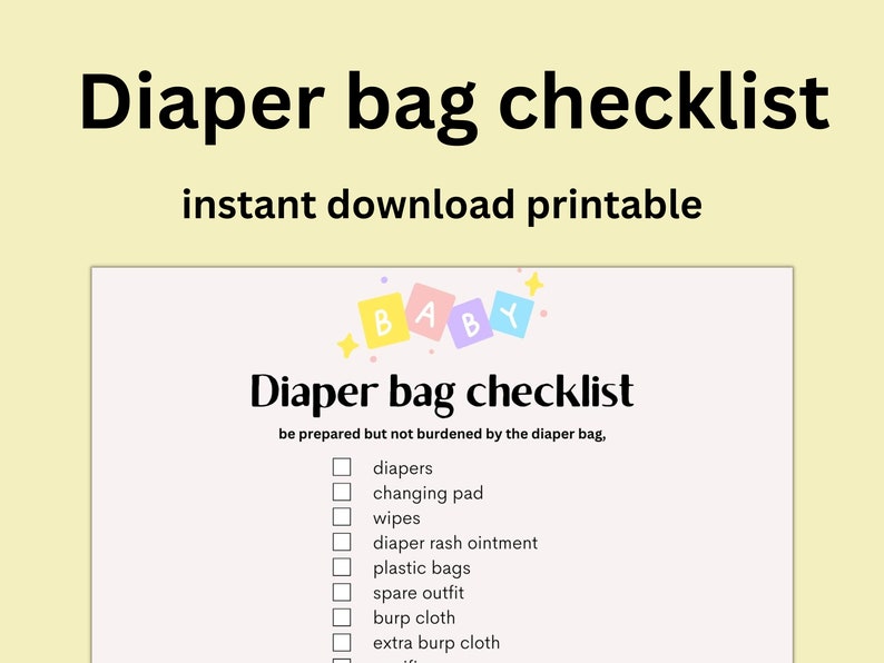 Diaper Bag Checklist for New Mom, Diaper Bag List, Diaper Bag ...