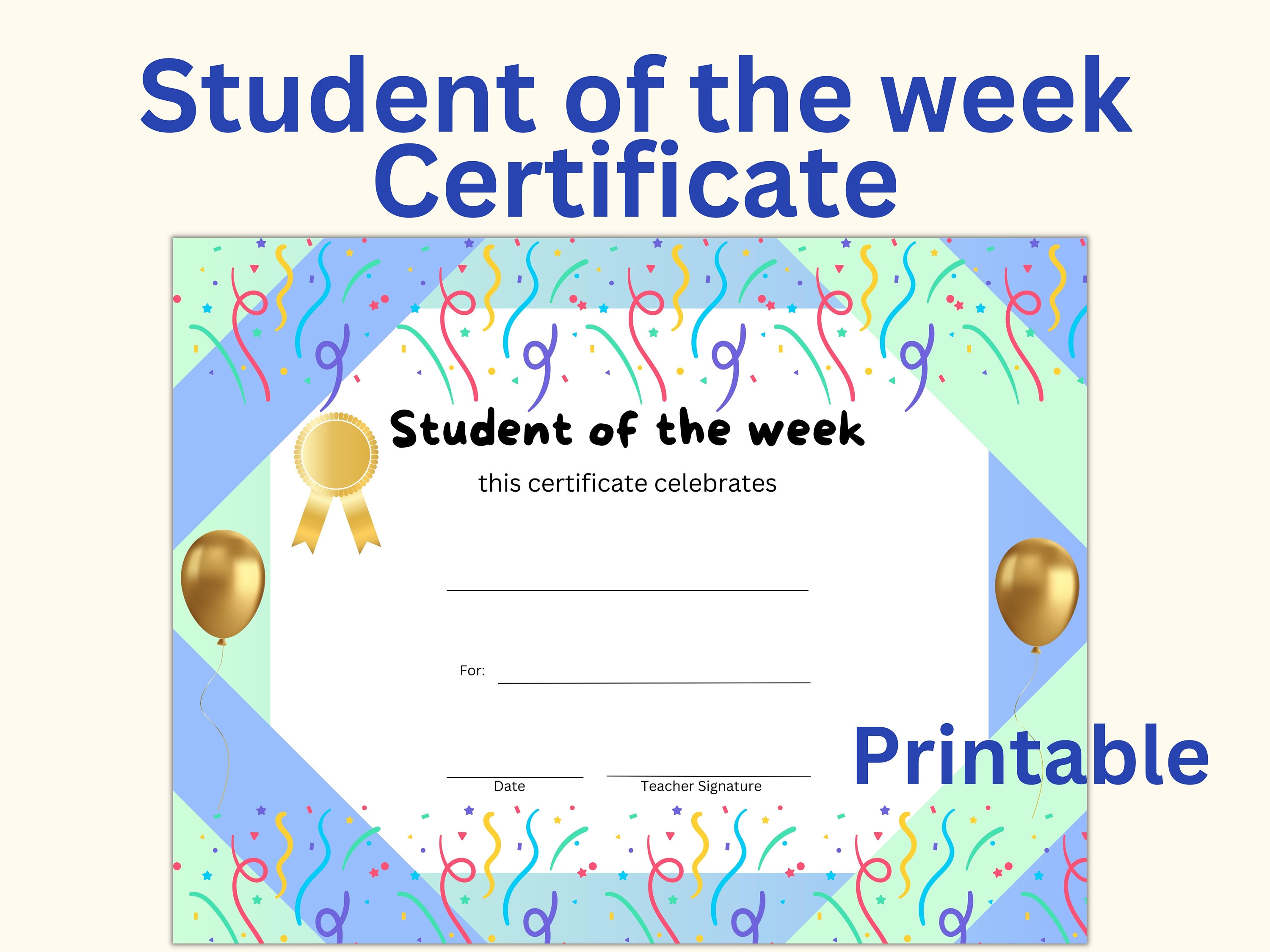 Student Of The Week Certificate Template