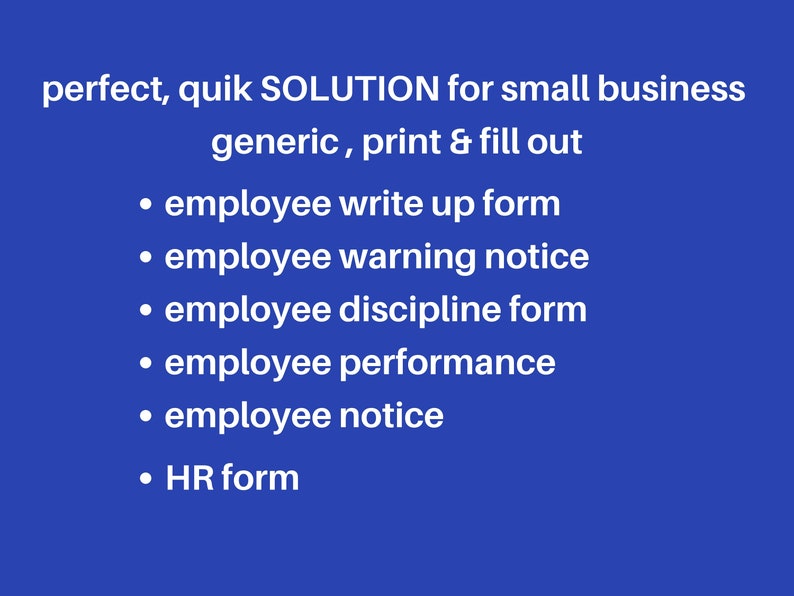 Employee Write up Form, Disciplinary Form, Employee Warning, Employee ...