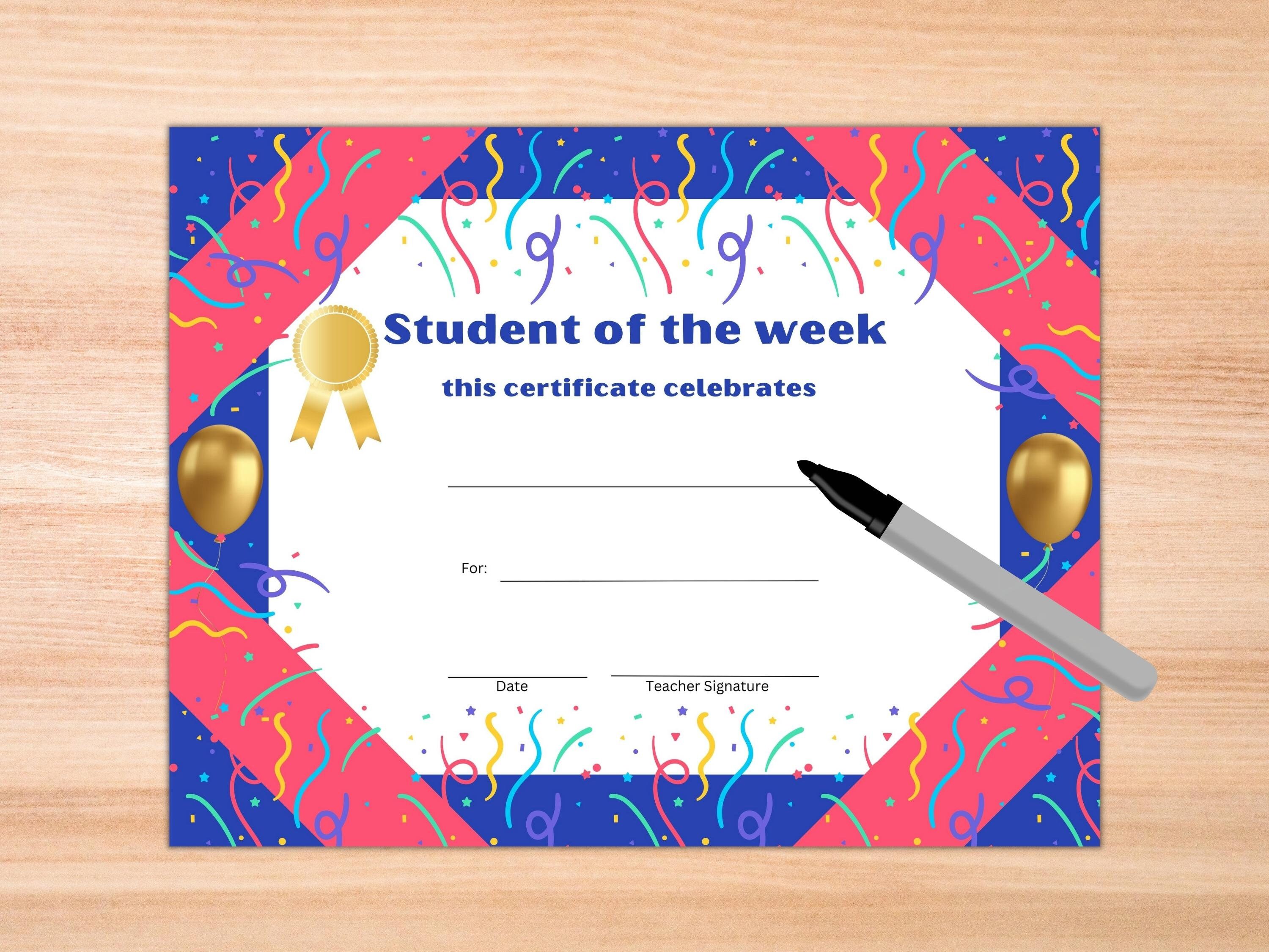 Student of the Week Certificate, Student Certificate, Kid of the Week ...