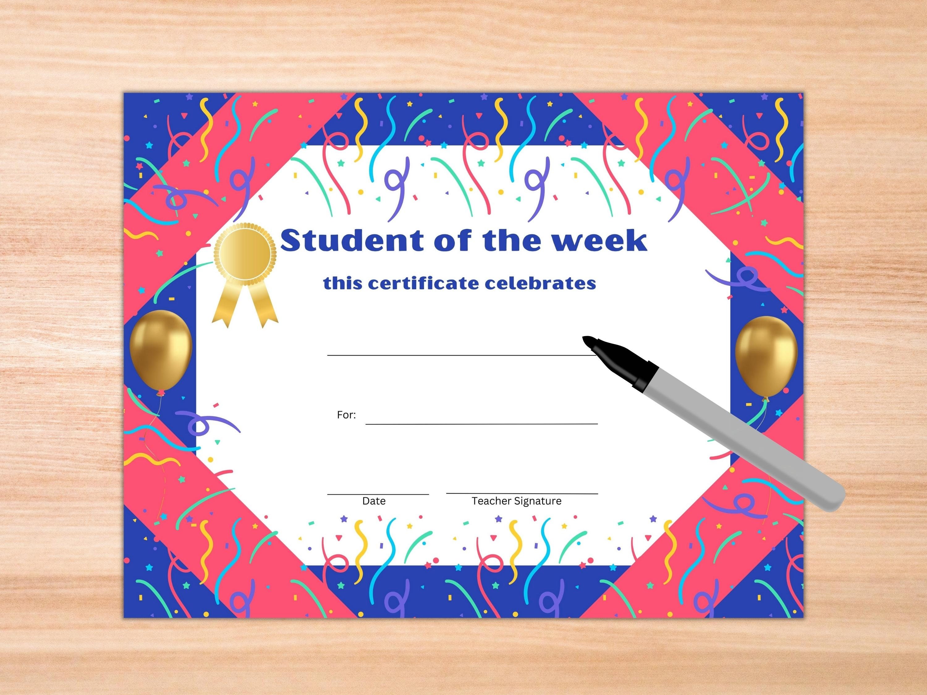 Student of the Week Certificate, Student Certificate, Kid of the Week ...