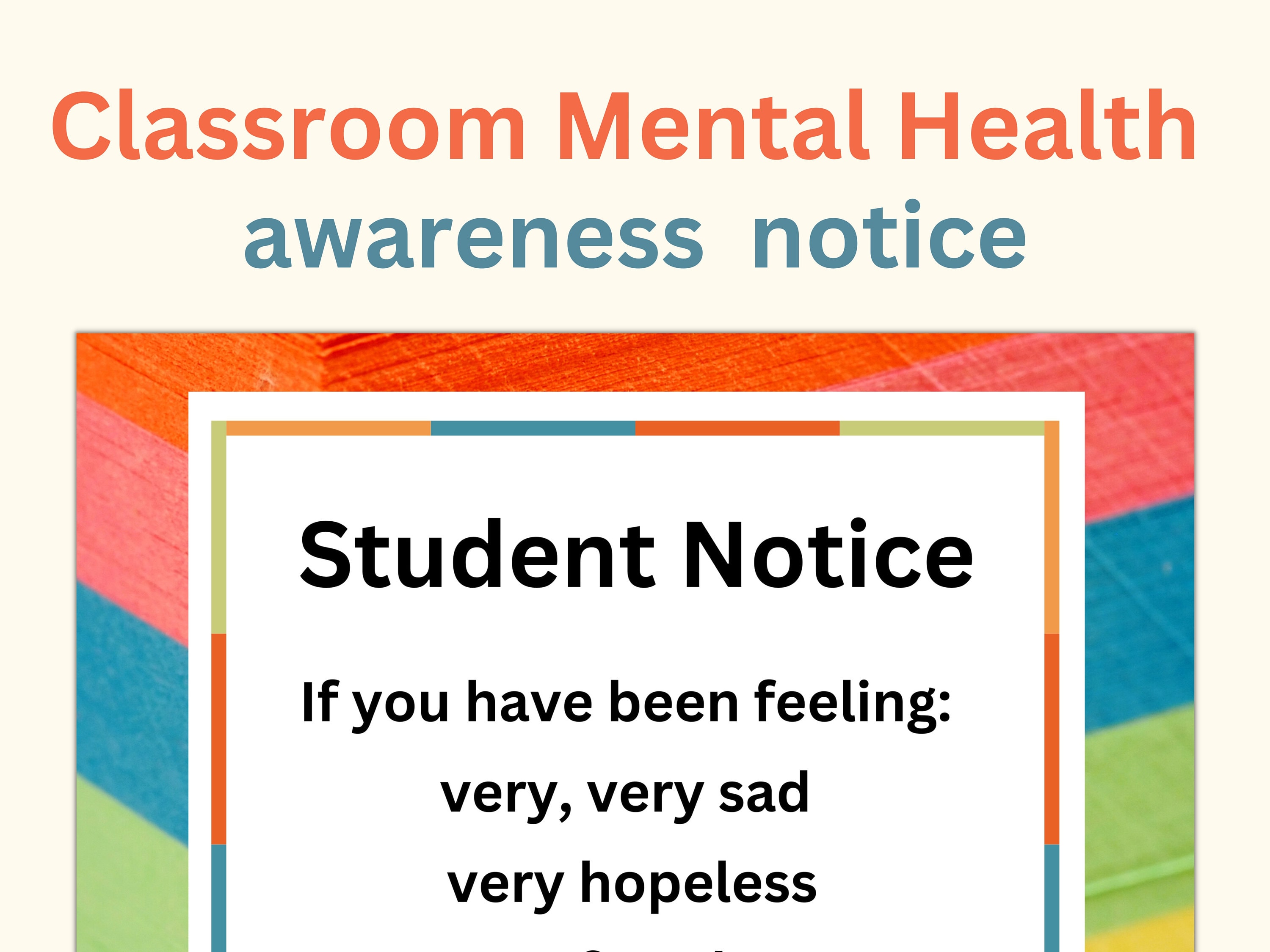 Student Notice Classroom, Mental Health Awareness Printable, Mental ...