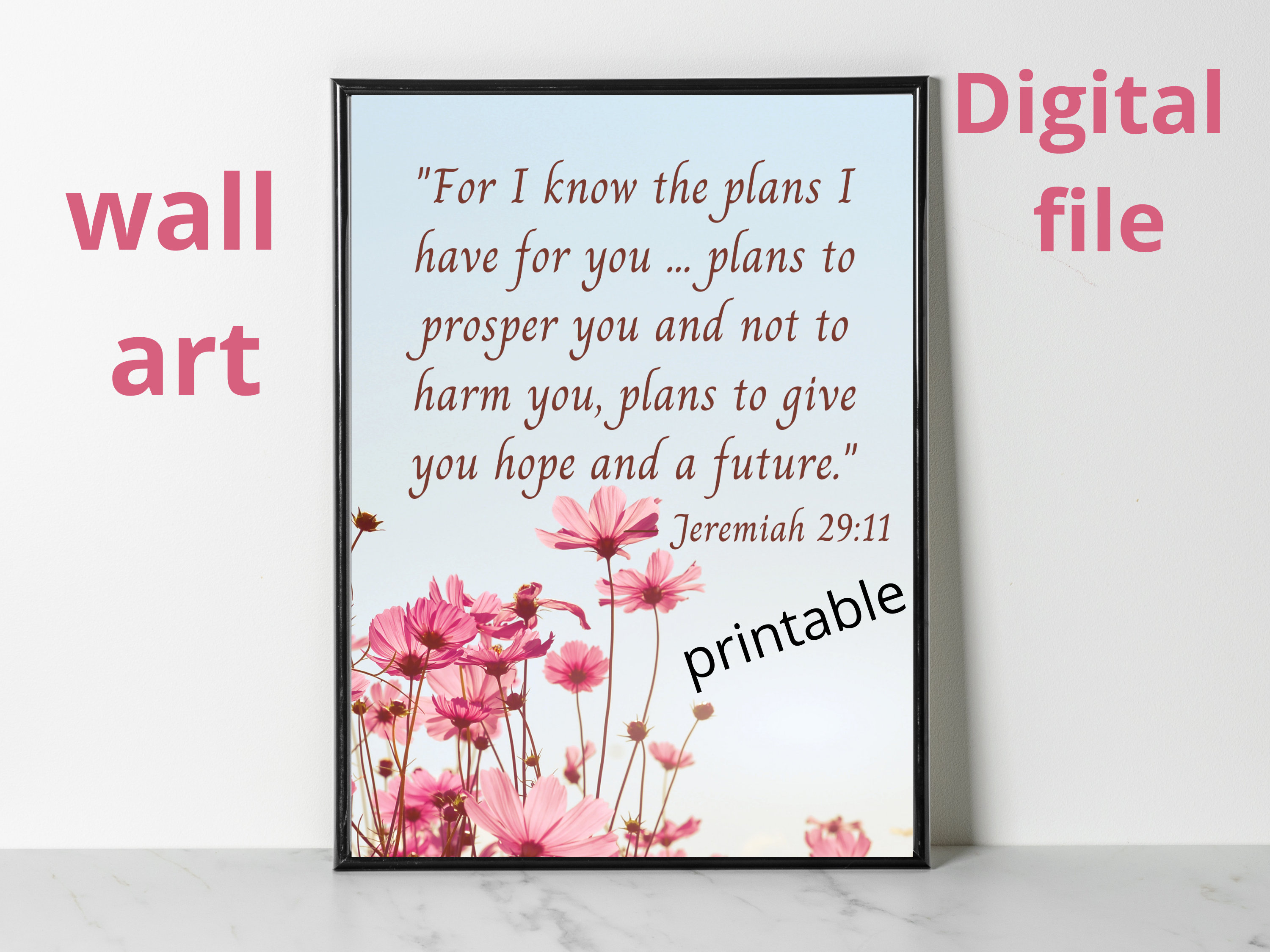Jeremiah 29:11 Wall Art, Bible Verse Wall Art Printable, Bible ...