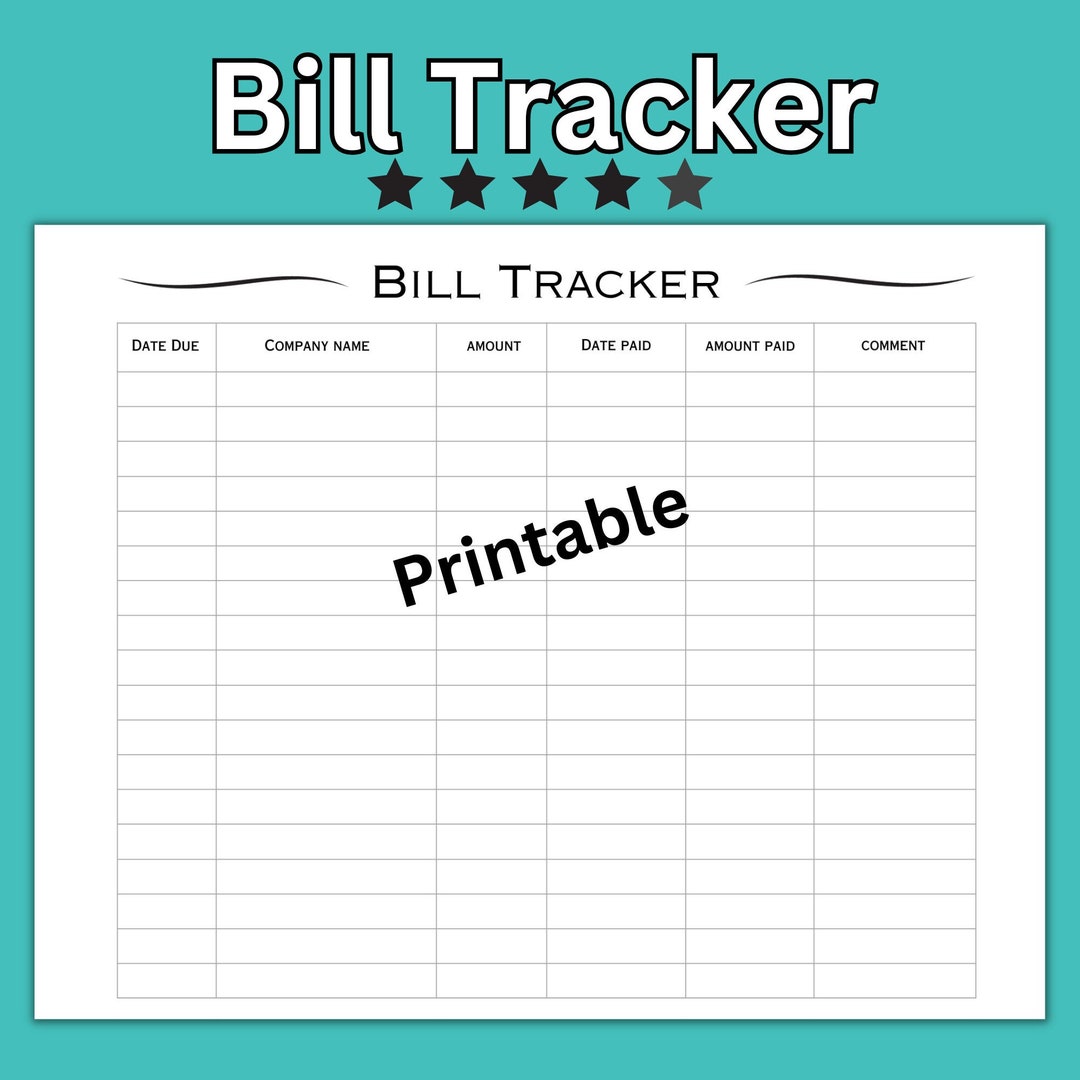 Bill Tracker, Bill Payment Tracker Printable, Monthly Bill Tracker ...