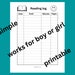 Reading Log for Kid, Book Log for Kid, Child Reading Log Printable ...