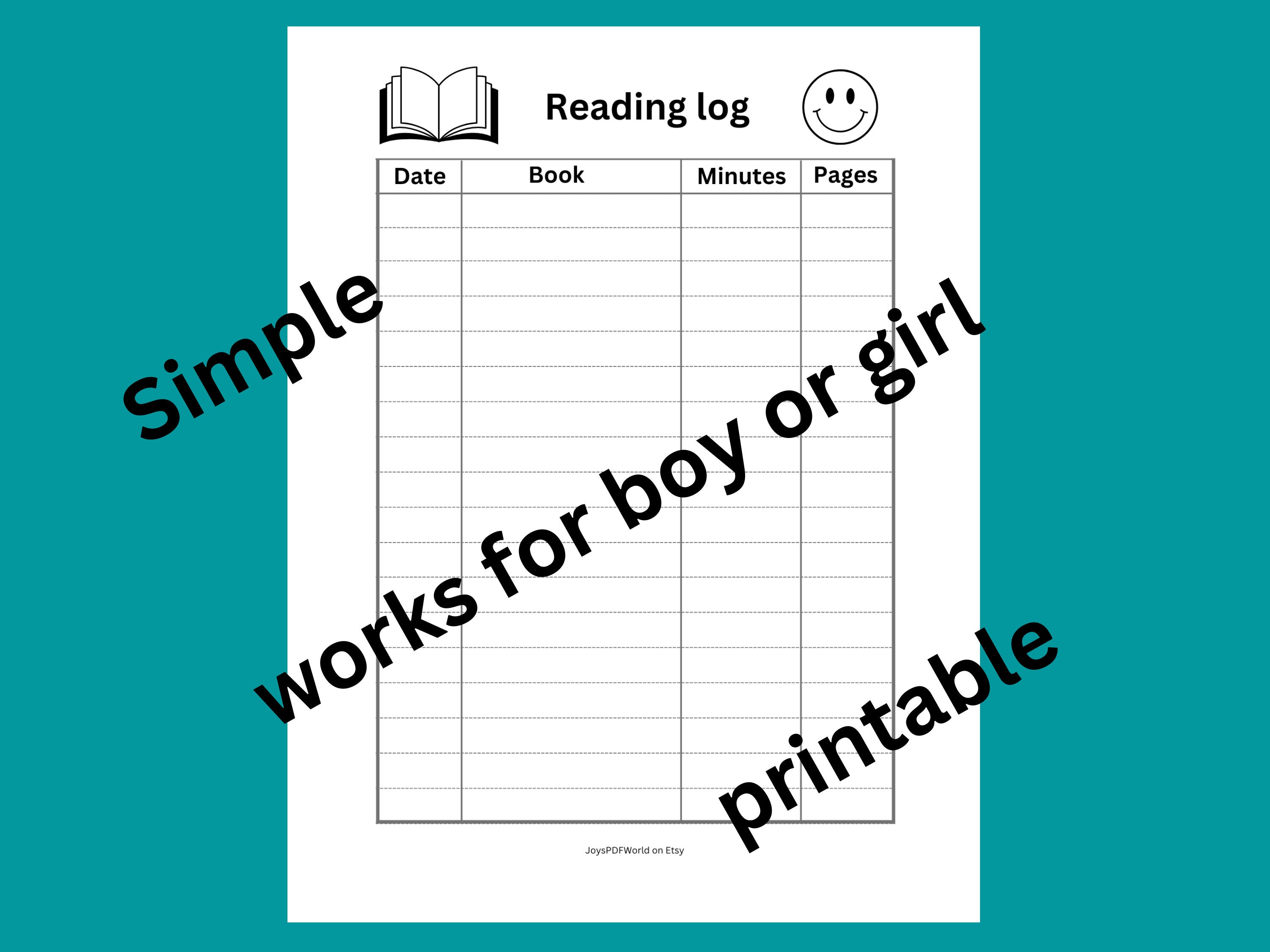 Reading Log for Kid, Book Log for Kid, Child Reading Log Printable ...