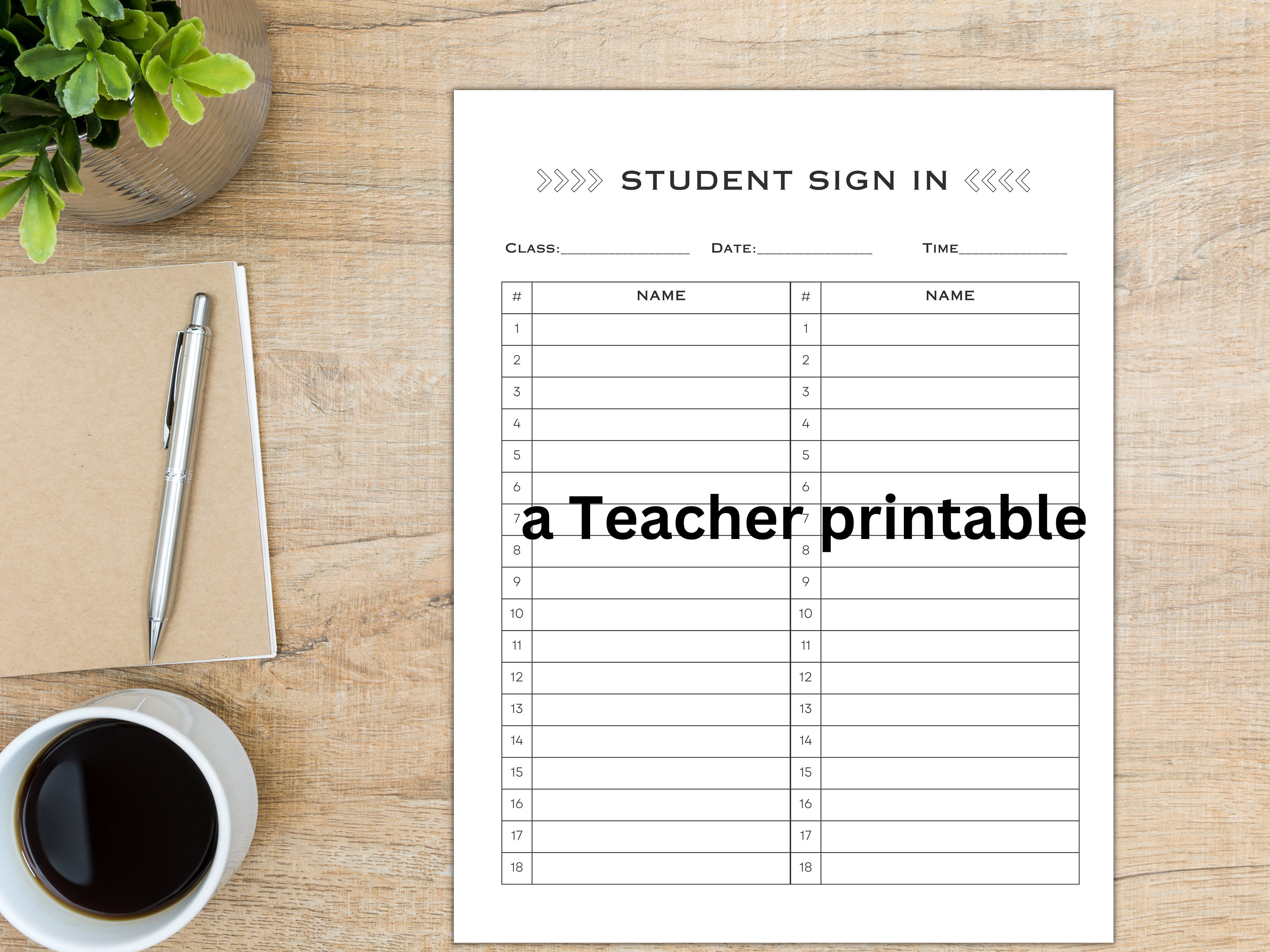 Student Sign in Sheet, Student Sign in Log, Attendance Log, Attendance ...