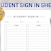 Student Sign in Sheet, Student Sign in Log, Attendance Log, Attendance ...