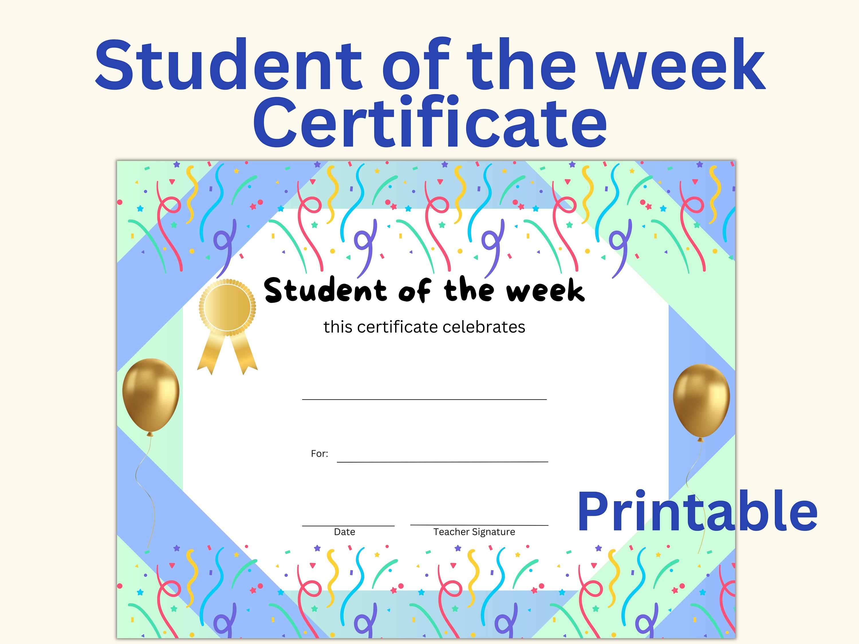 Student of the Week Certificate, Student Certificate, Kid of the Week ...