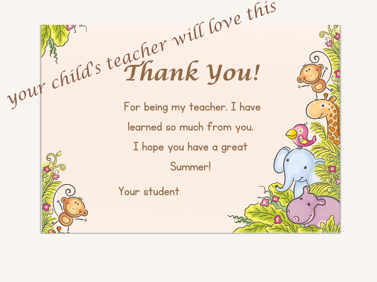 Teacher Appreciation, Card From Student, Thank You Vcard From Student ...