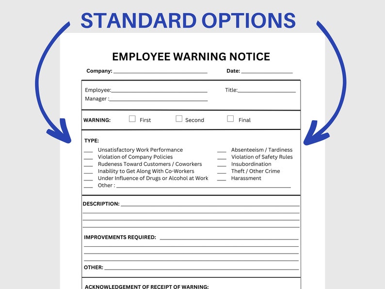 Employee Write up Form, Disciplinary Form, Employee Warning, Employee ...