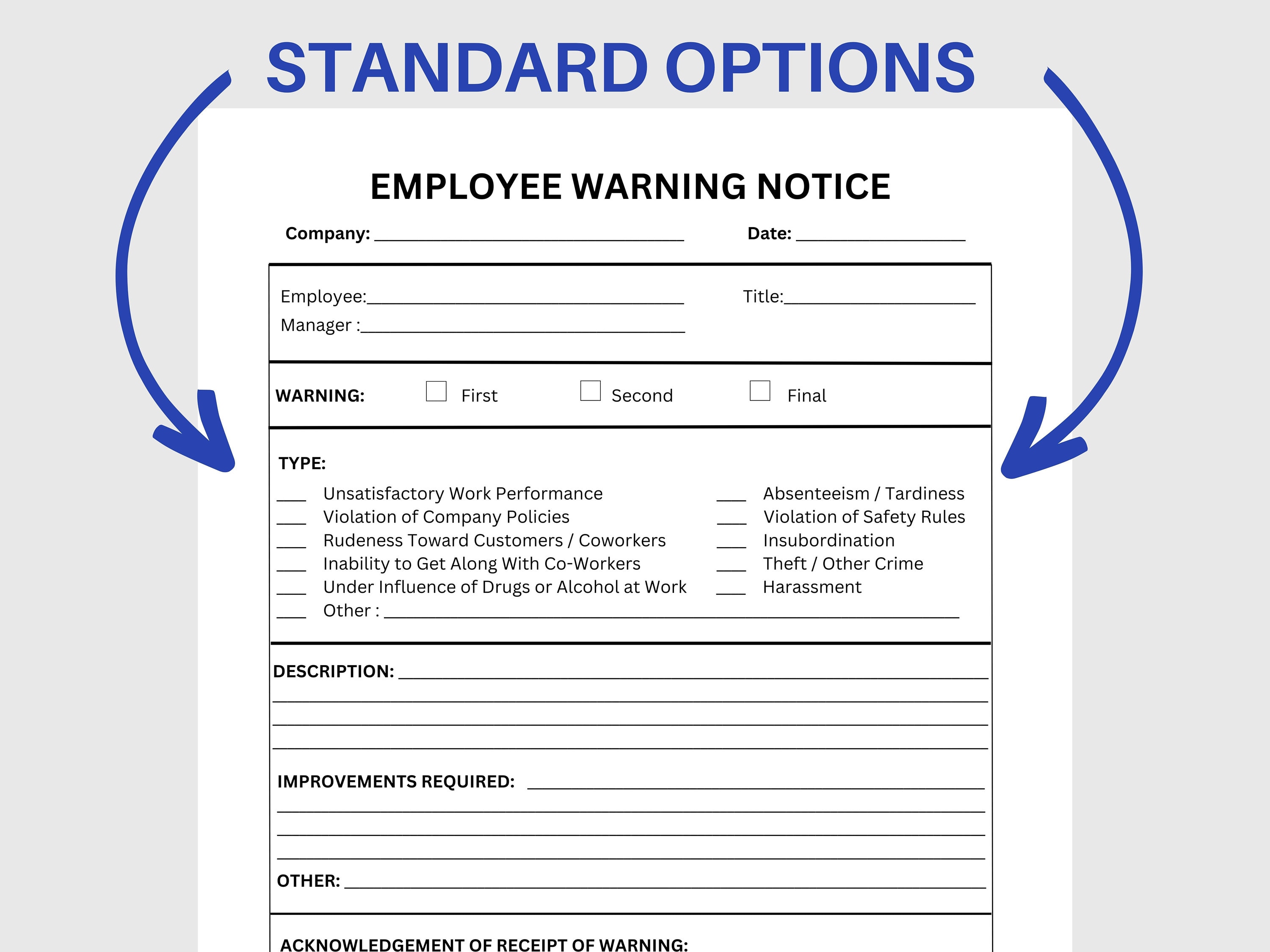 Employee Write up Form, Disciplinary Form, Employee Warning, Employee ...