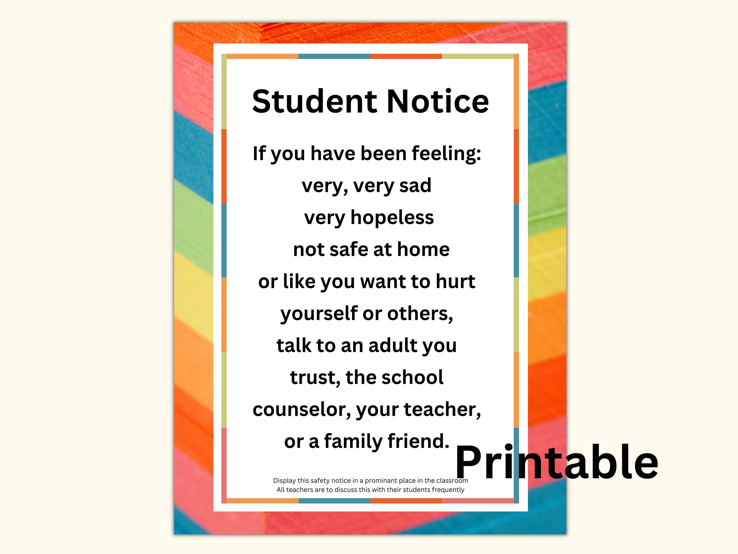 Student Notice Classroom, Mental Health Awareness Printable, Mental ...