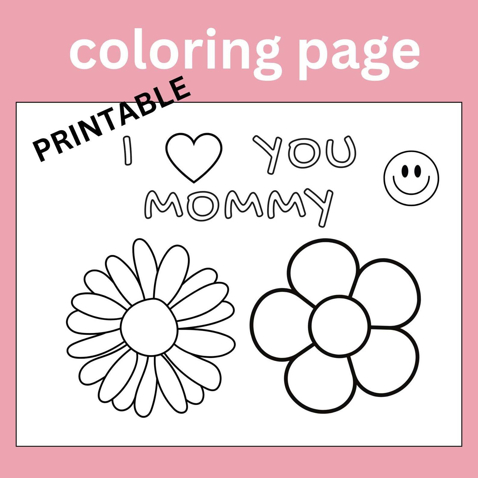 Coloring Page Mommy, Coloring Sheet for Mom, Mom Coloring Page, I Love ...