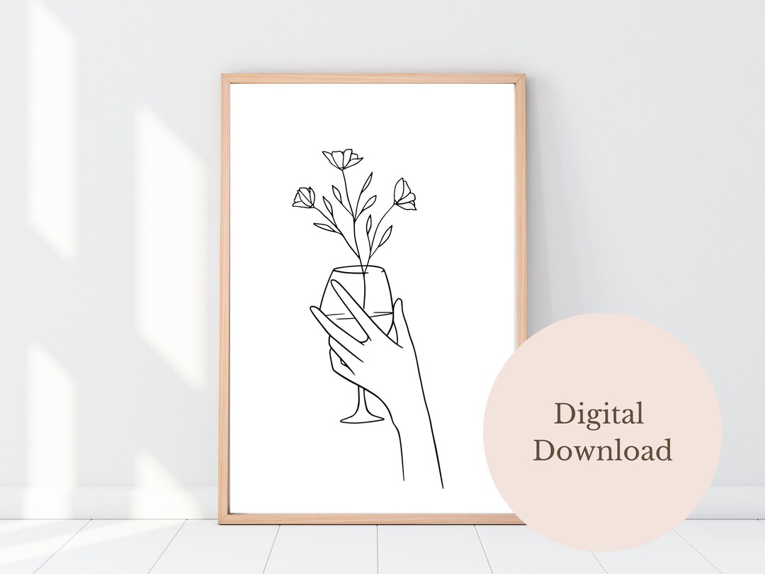 Happy Hour Line Art Print Printable Art Art Print - Etsy