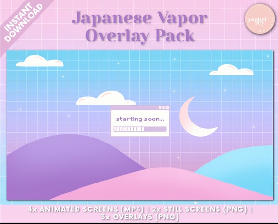 Japanese Vapor Overlay Pack 4 Animated Screens 2 Still - Etsy