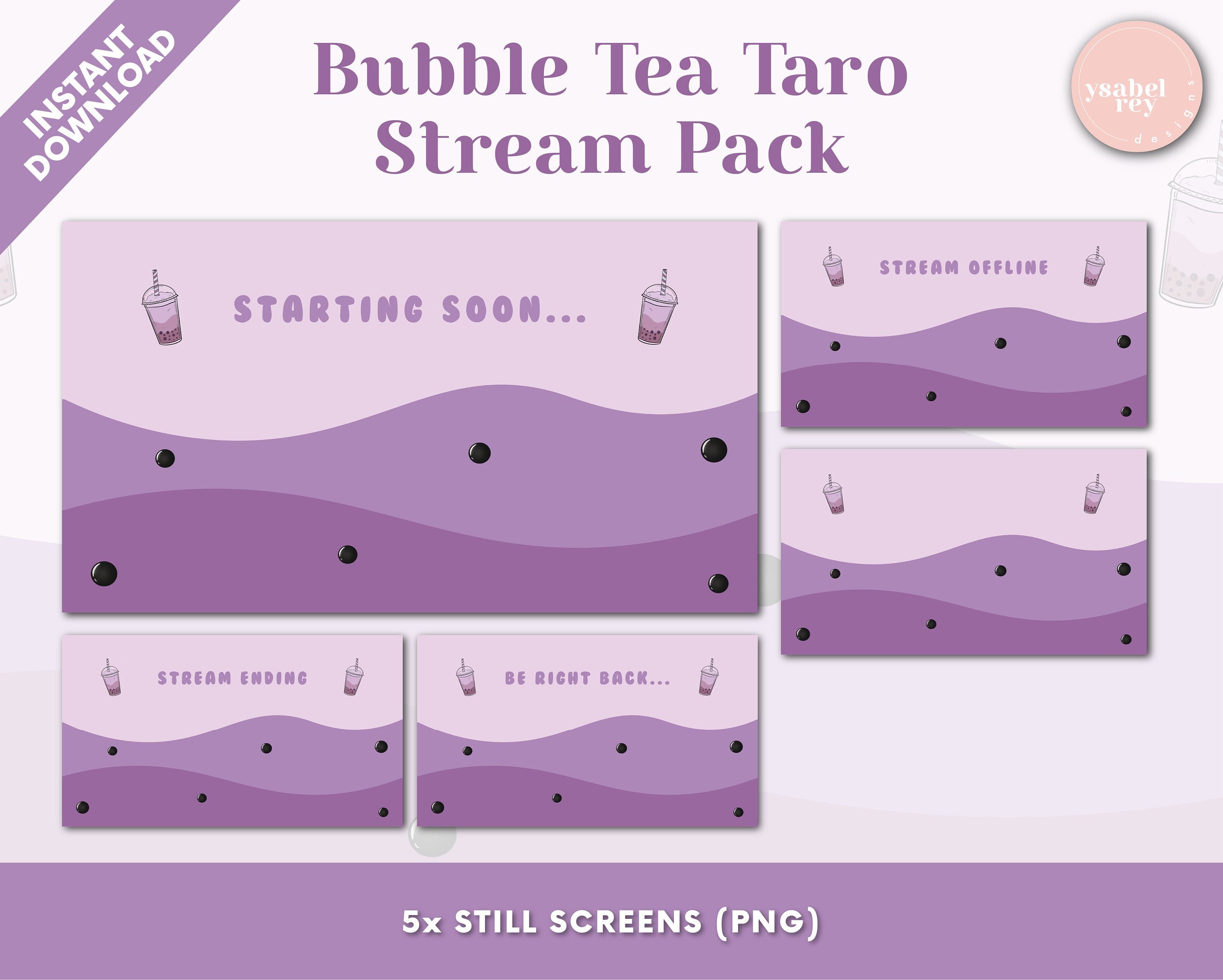 Bubble Tea Taro Twitch Pack - Animated Screens, Overlays, Panels ...