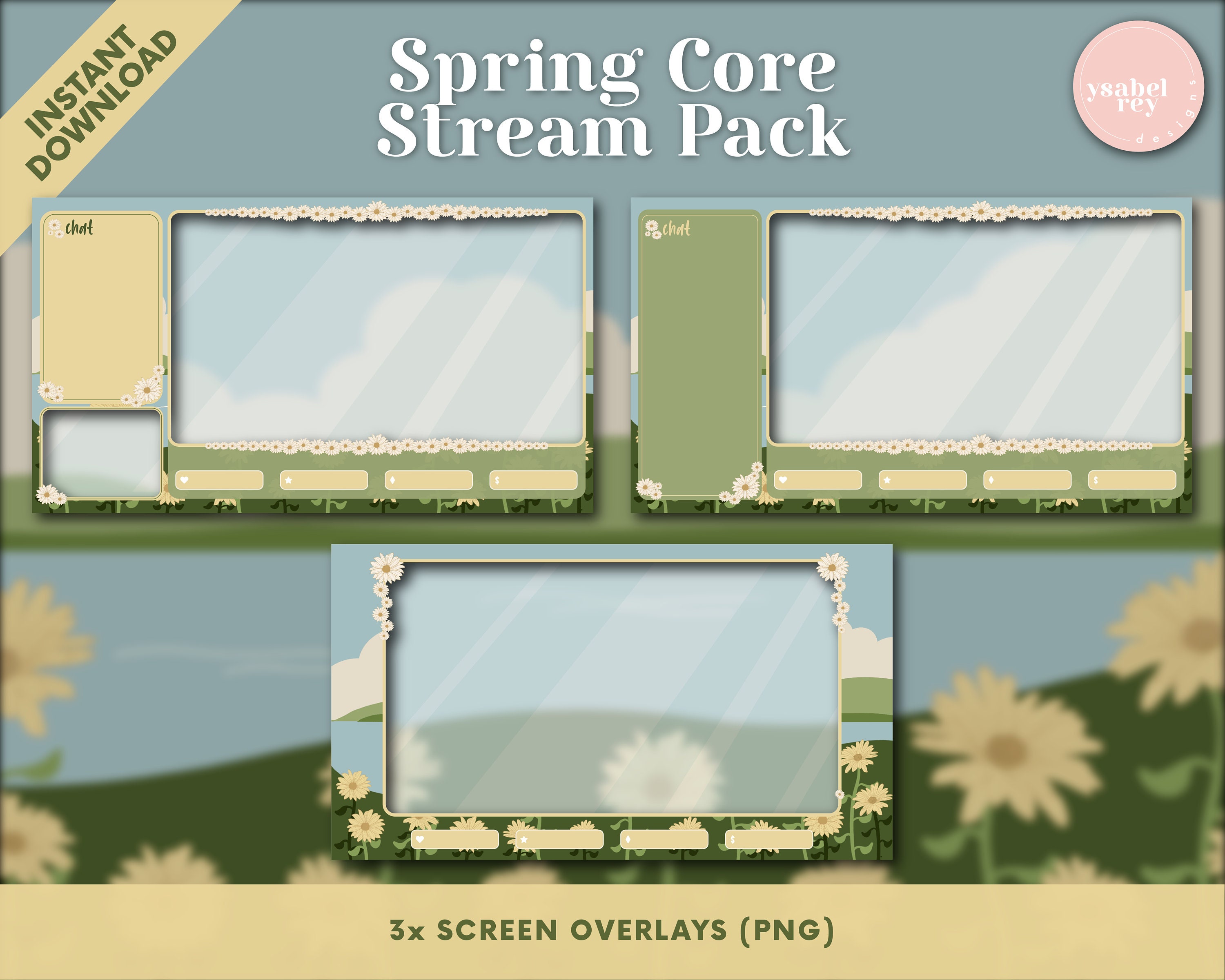 Spring/summer Core Twitch Stream Pack - Animated Screens, Overlays ...