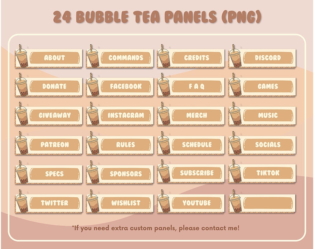 Bubble Tea Twitch Pack - Animated Screens, Overlays, Panels, Static ...
