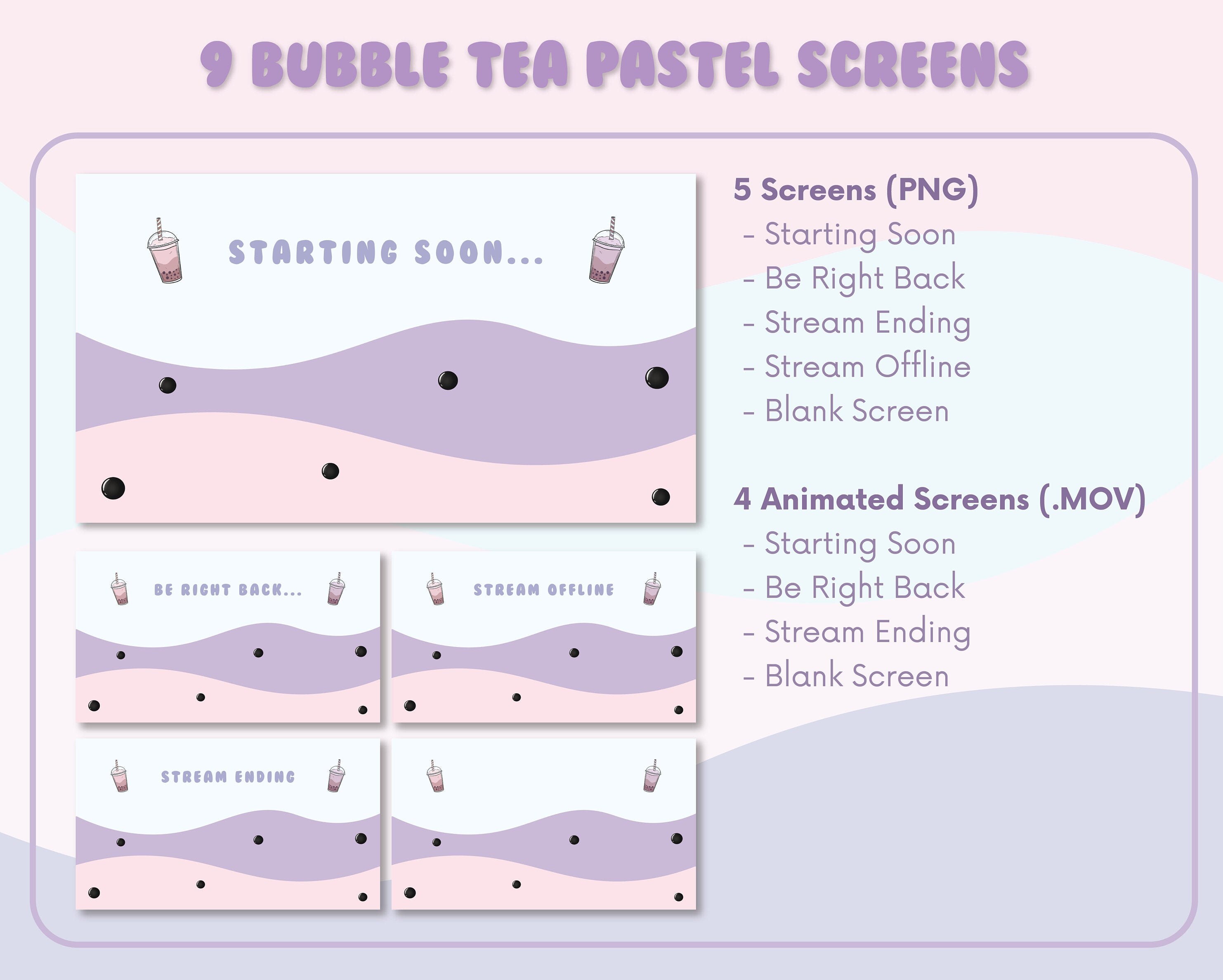Bubble Tea Pastel Twitch Pack Animated Screens, Overlays, Panels ...