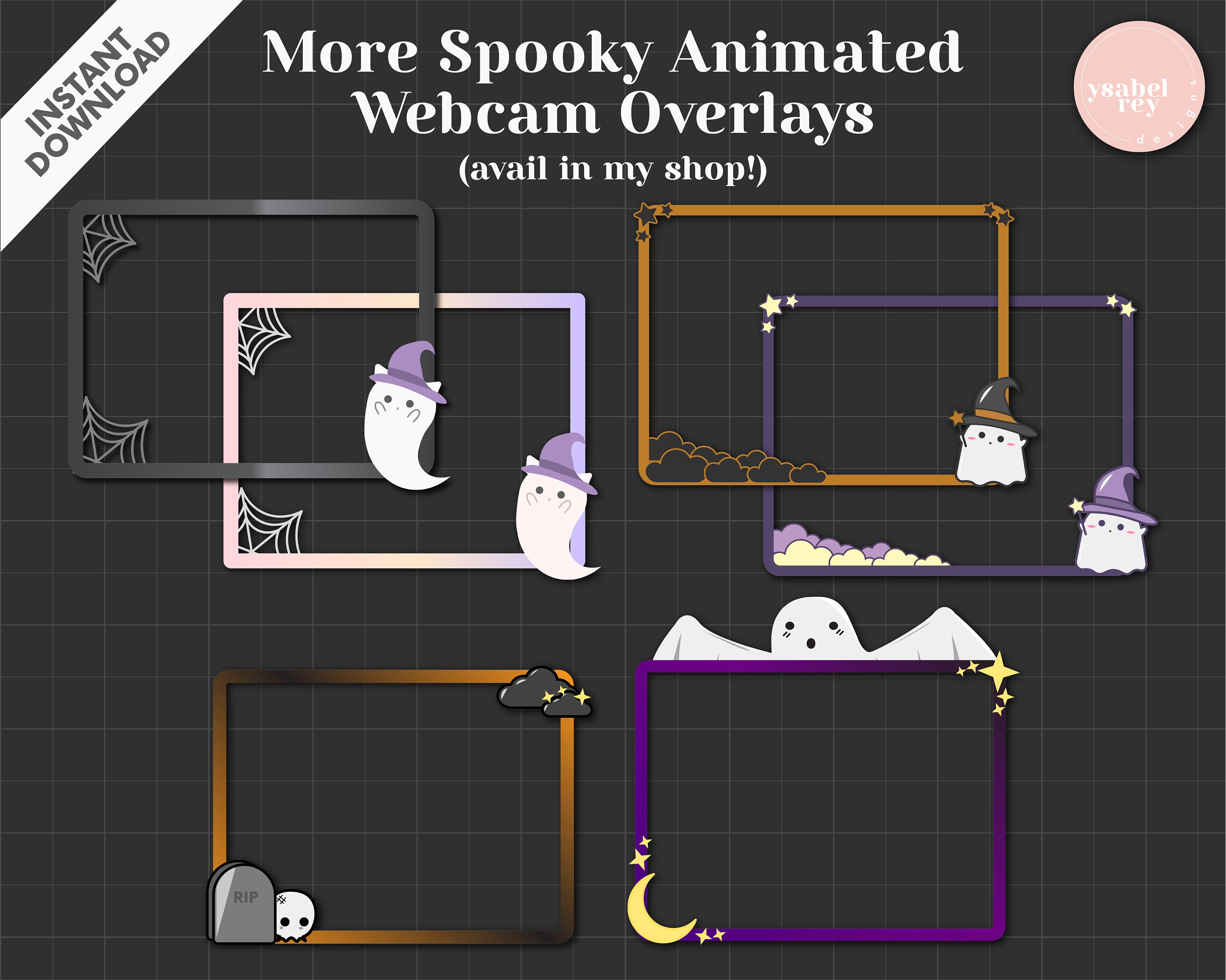 Spooky Ghost Animated Webcam Overlay | 2 Webcam Overlays - Etsy