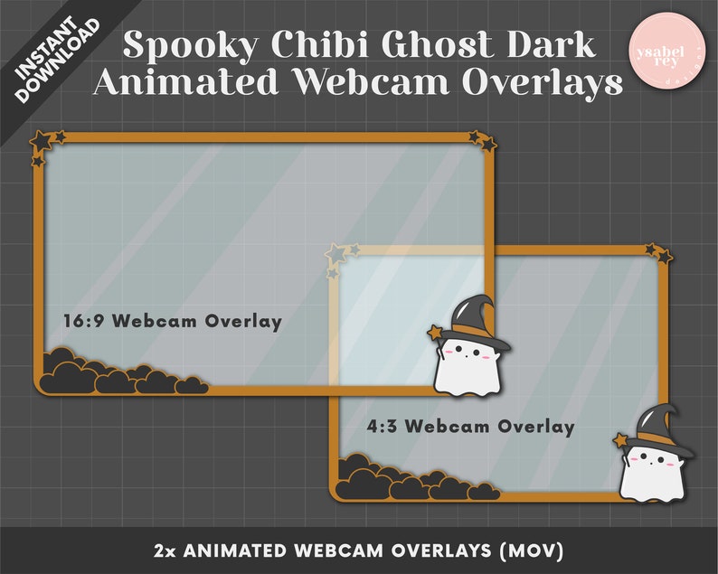 Spooky Chibi Ghost Dark Animated Webcam Overlay 2 Webcam Overlays ...