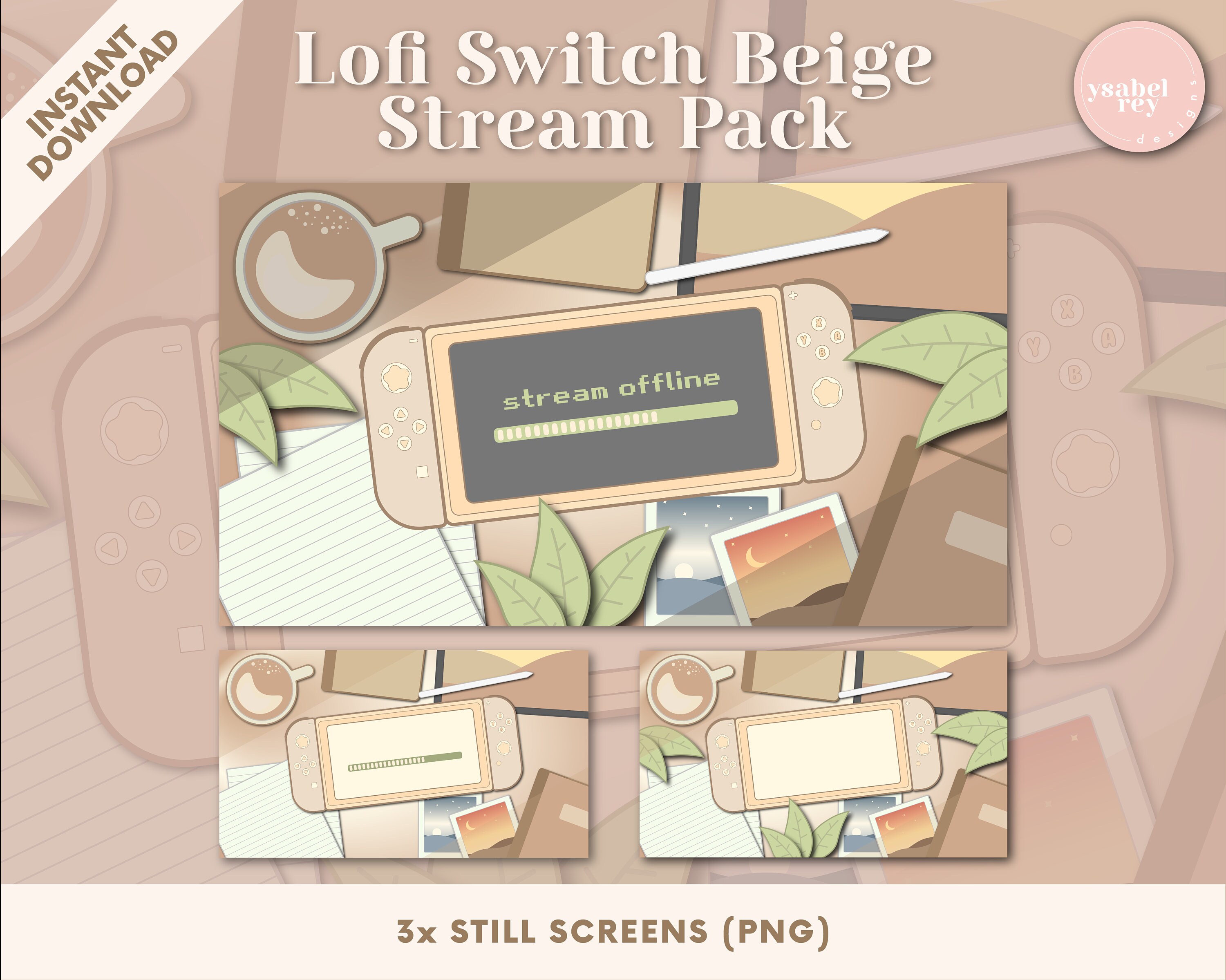 Lofi Switch Beige Overlay Pack 4 Animated Screens, 3 Still Screens, 4 ...