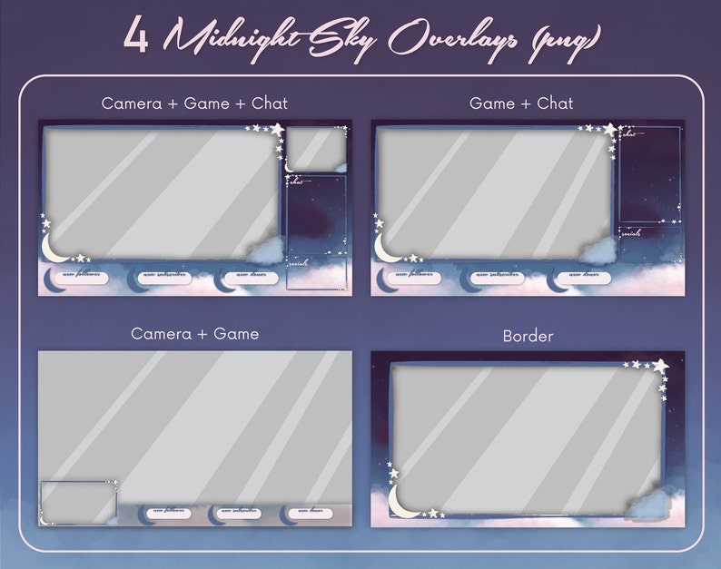 Midnight Sky Twitch Pack - Animated Screens, Overlays, Panels, Static ...