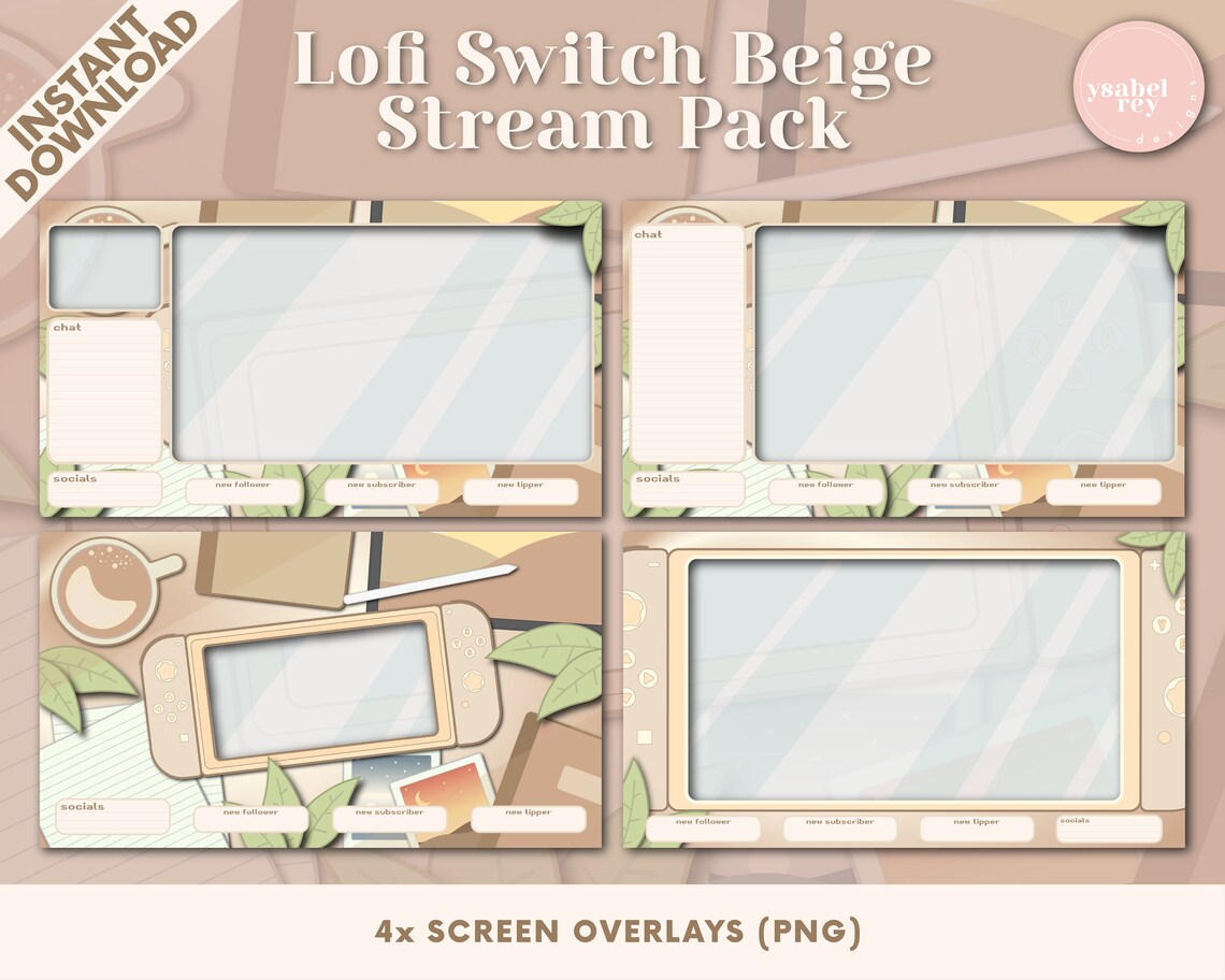 Lofi Switch Beige Overlay Pack 4 Animated Screens 3 Still - Etsy