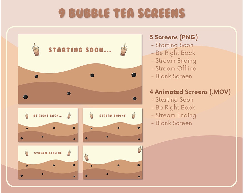 Bubble Tea Overlay Pack - 4 Animated Screens, 5 Still Screens, 4 ...