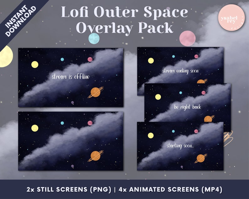 Lofi Outer Space Overlay Pack - 4 Animated Screens, 2 Still Screens, 3 ...
