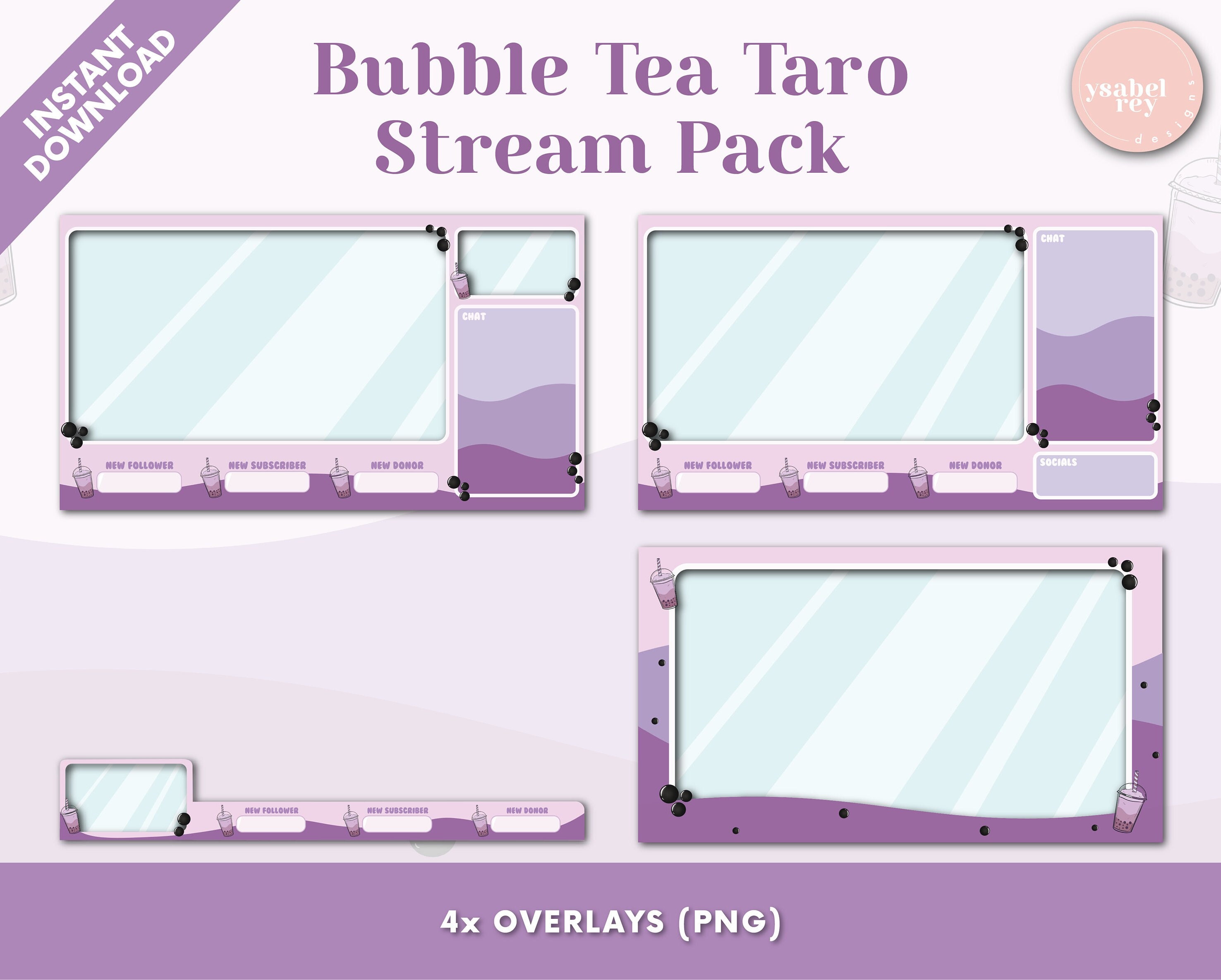 Bubble Tea Taro Twitch Pack - Animated Screens, Overlays, Panels ...