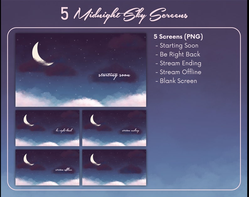 Midnight Sky Overlay Pack - 4 Animated Screens, 5 Still Screens, 4 ...
