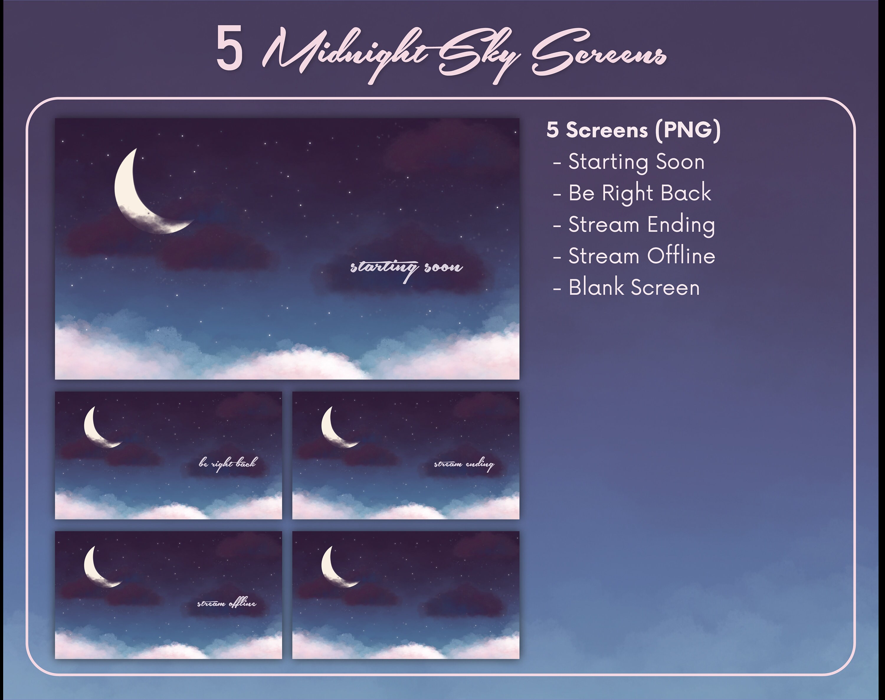 Midnight Sky Overlay Pack - 4 Animated Screens, 5 Still Screens, 4 ...