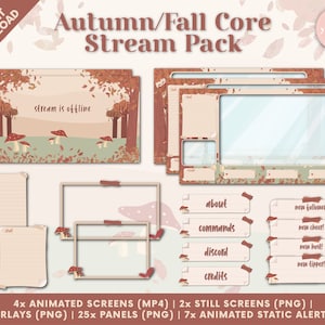 Autumn/fall/mushroom Core Twitch Stream Pack - Animated Screens ...