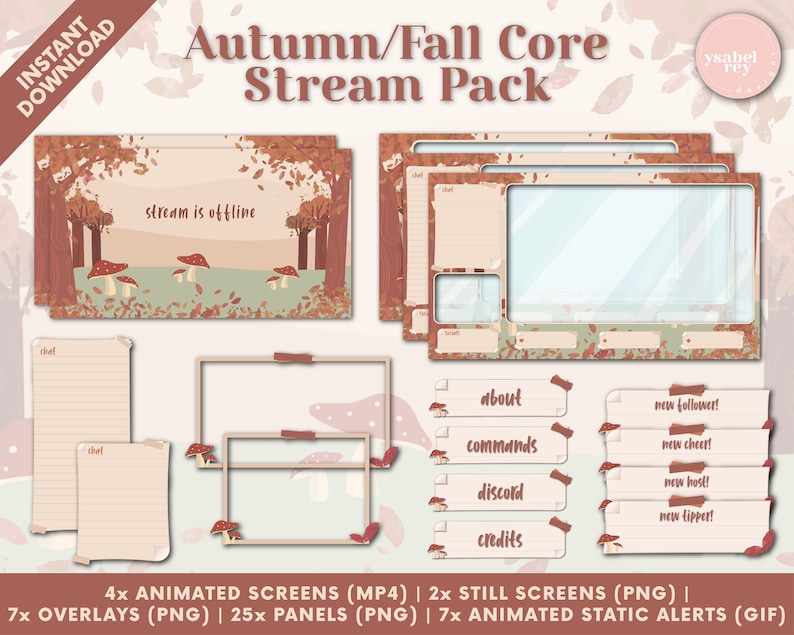 Autumn/fall/mushroom Core Twitch Stream Pack - Animated Screens ...