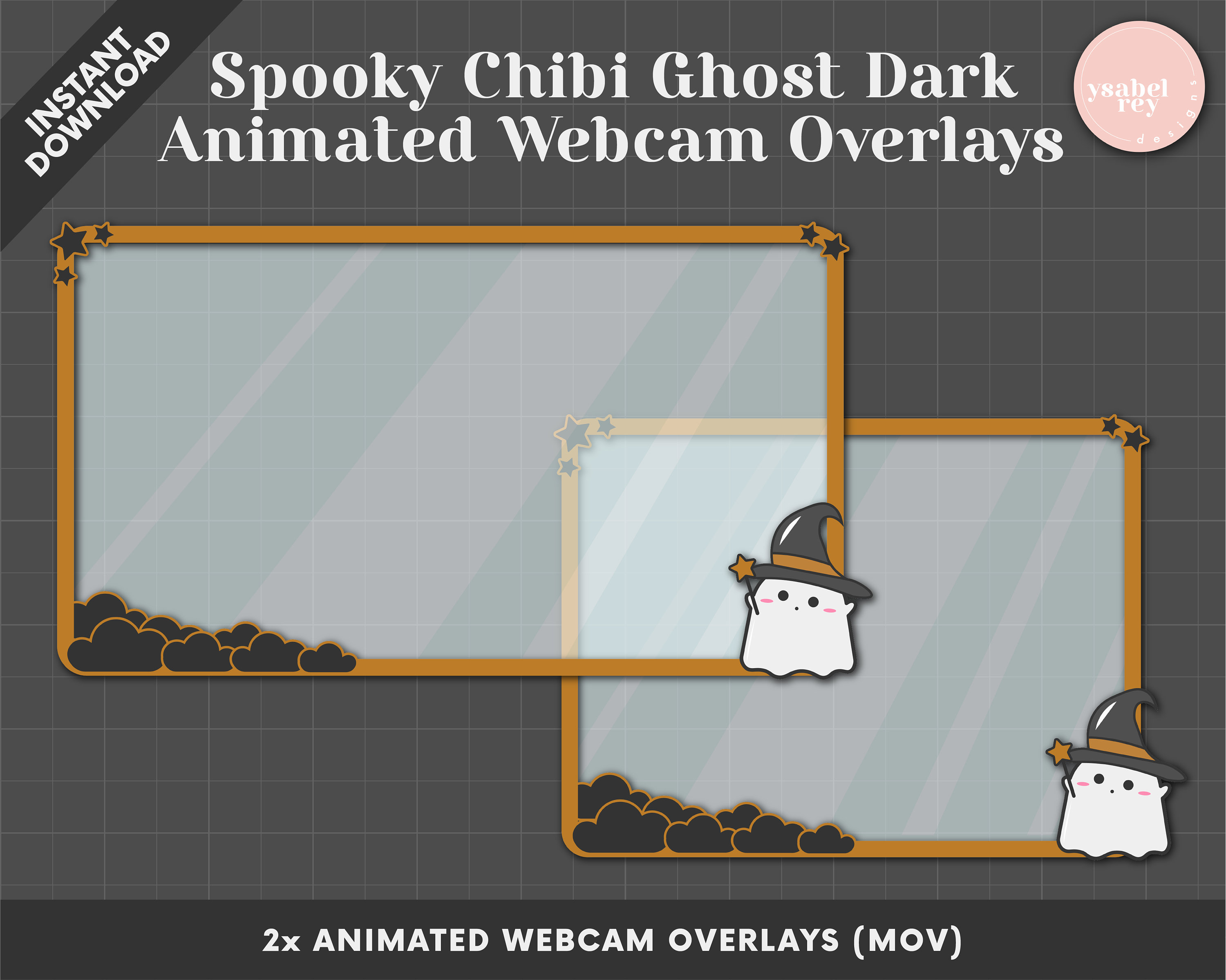 Spooky Chibi Ghost Dark Animated Webcam Overlay 2 Webcam Overlays ...