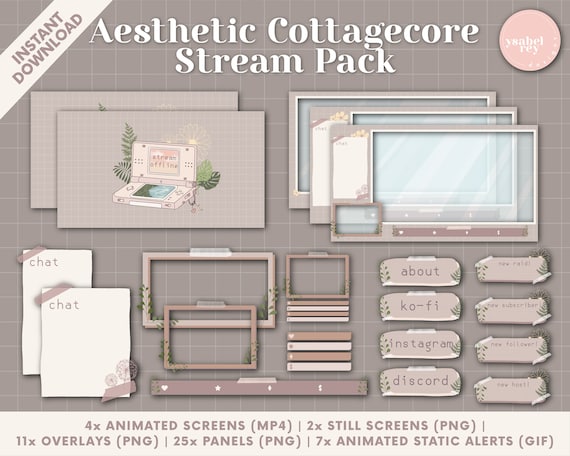 Aesthetic Cottagecore Twitch Stream Pack Animated Screens - Etsy