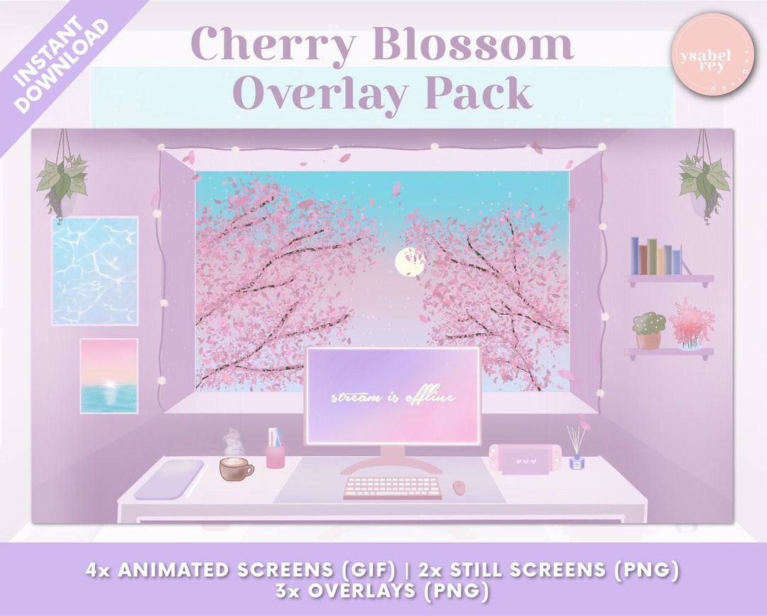 Cherry Blossom Sakura Overlay Pack - 4 Animated Screens, 2 Still ...