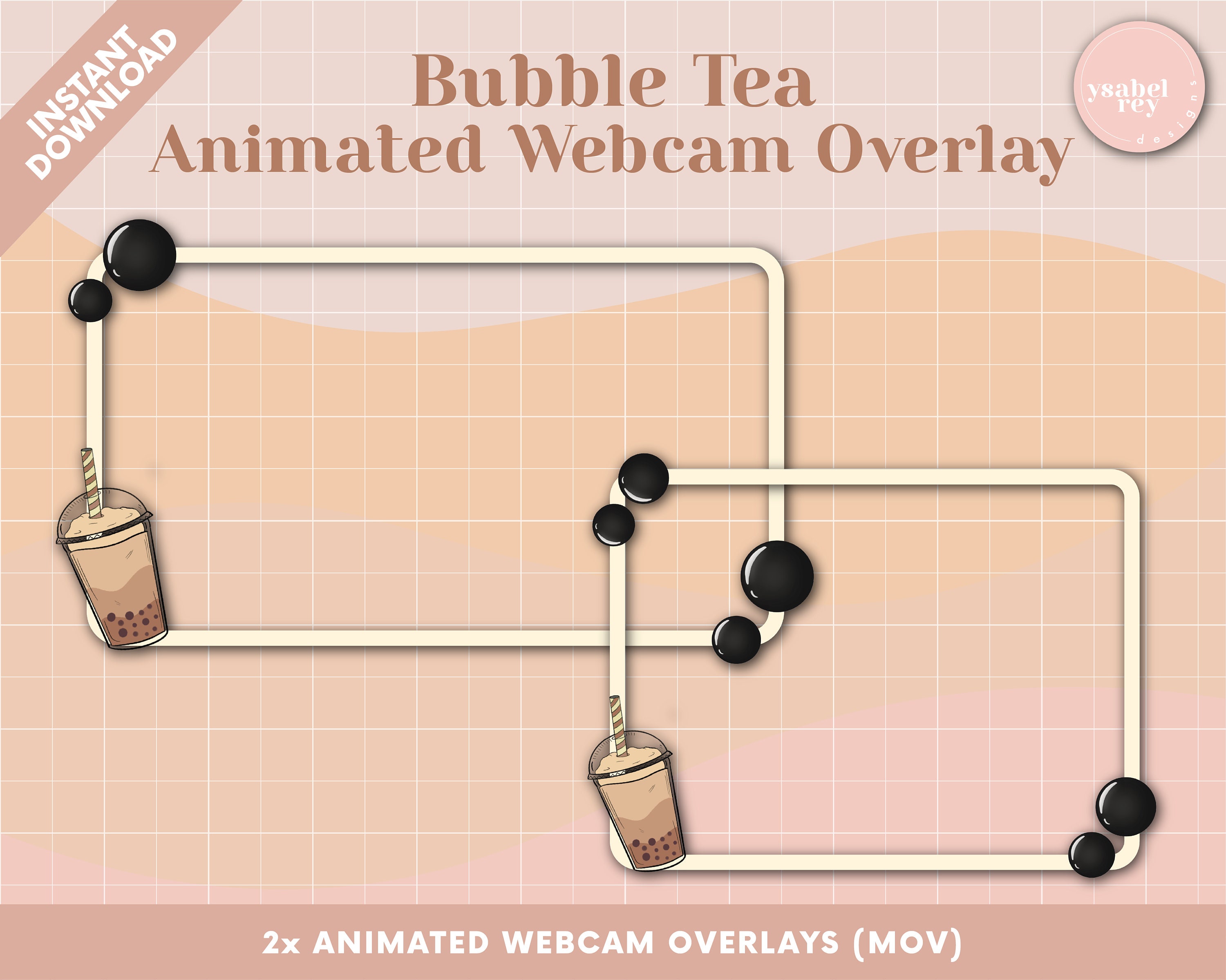 Bubble Tea Animated Webcam Overlay | 2 Webcam Overlays - Etsy