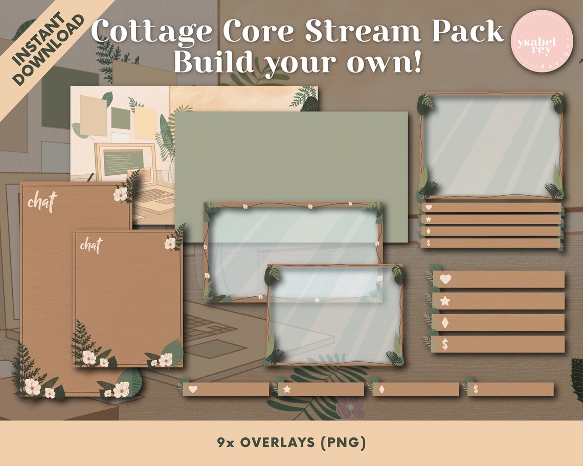 Cottagecore Twitch Stream Pack - Animated Screens, Overlays, Panels ...