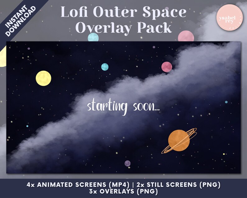 Lofi Outer Space Overlay Pack 4 Animated Screens 2 Still - Etsy