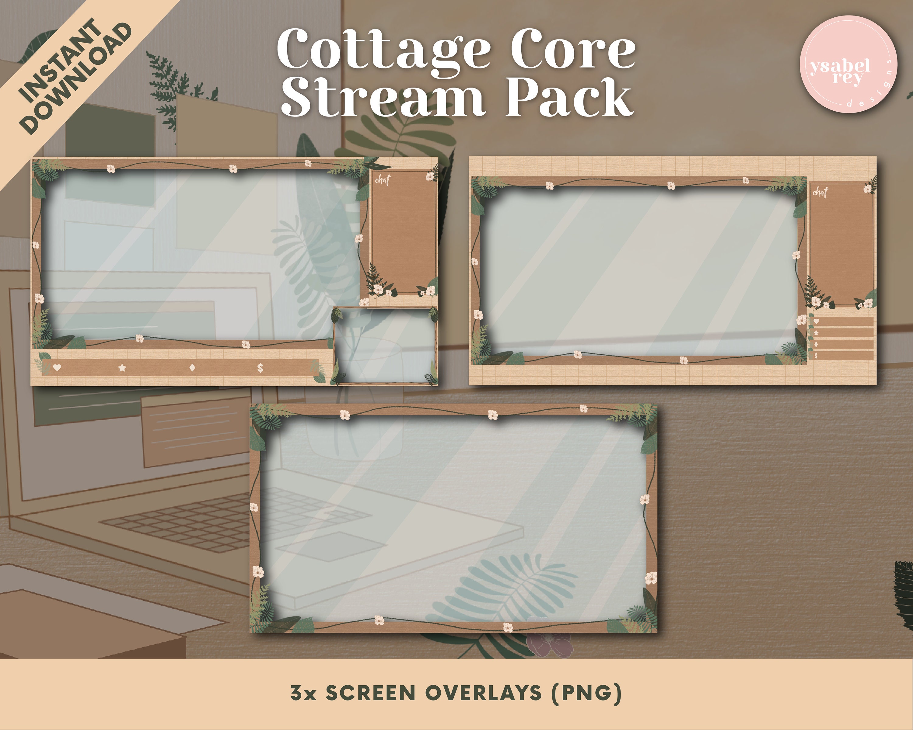 Cottagecore Twitch Stream Pack - Animated Screens, Overlays, Panels ...