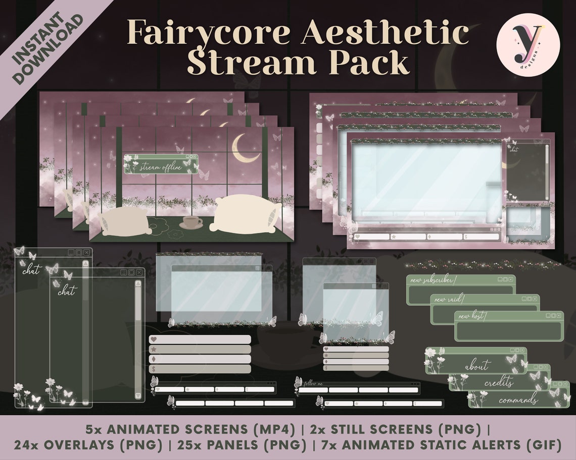 Fairycore Aesthetic Twitch Stream Pack Animated Screens - Etsy